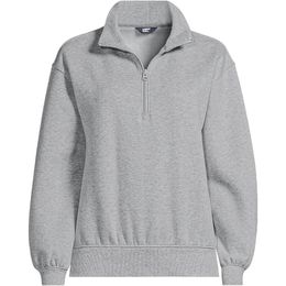 LANDS' END Serious Sweats Pullover mit Rei&szlig;verschluss in Petite-Gr&ouml;&szlig;e, Damen, size: petite, Grau, Baumwoll-Mischung/Polyester-Mischung, by Lands' End