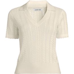 LANDS' END Ajour-Polopullover aus Baumwolle f&uuml;r Damen in Plus-Gr&ouml;&szlig;e, Damen, size: plus, Elfenbein, Baumwolle, by Lands' End