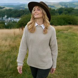 LANDS' END Drifter Rippstrick-Pullover mit kurzem Stehkragen, Damen, size: regular, Beige, Baumwolle, by Lands' End