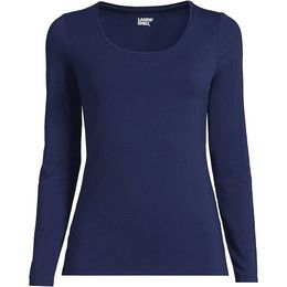 LANDS' END Baumwolle/Modal-Shirt mit Ballett-Ausschnitt f&uuml;r Damen, Damen, size: regular, Blau, Baumwolle Modal, by Lands' End