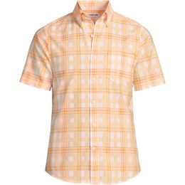 LANDS' END Madras-Kurzarmhemd f&uuml;r Herren, Classic Fit, Herren, size: regular, Orange, Baumwolle, by Lands' End