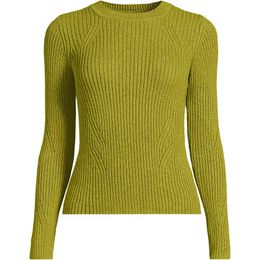 LANDS' END Rippstrick-Pullover aus Baumwollmix f&uuml;r Damen, Damen, size: regular, Gr&uuml;n, Polyacryl/Viskose/Baumwoll-Mischung, by Lands' End
