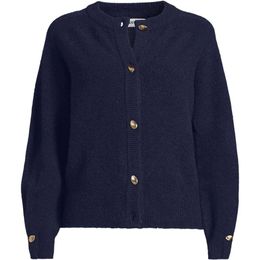 LANDS' END Wool Touch Cardigan mit Rundausschnitt f&uuml;r Damen, Damen, size: regular, Blau, Wolle/Polyester/Nylon, by Lands' End