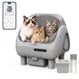 AstroPet Venus Offenes Katzenklo Selbstreinigend mit App-Steuerung 5-fachem Sicherheitsschutz,UVC & Ionen-Geruchskontrolle,XXL 12L Abfallbox Selbstreinigende Katzentoilette f&uuml;r Gro&szlig;e Katzen