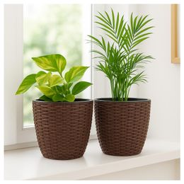 HTI-Living Blumentopf Hydro &Oslash; 21 cm 2er Set Nessa Braun