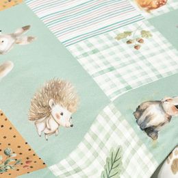 buttinette Baumwoll-K&ouml;per Waldtiere Patchwork "Ravi", mint-color