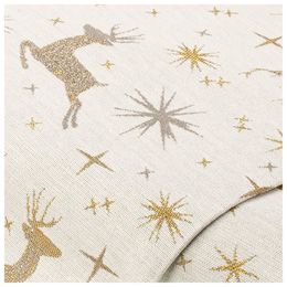buttinette Jacquard "Weihnachtliche Hirsche", natur/gold