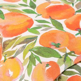 buttinette Dekostoff Pfirsiche "Lorena", orange/gr&uuml;n
