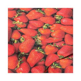 buttinette Baumwollstoff-Digitaldruck "Erdbeeren", Serie Ria, rot-color