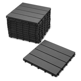 Terrassenfliesen WPC anthrazit 1m &sup2; Stecksystem 11 St&uuml;ck Roma
