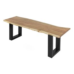Sitzbank Baumkante 120 cm natur massiv Akazie schwarz