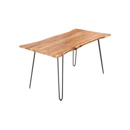 Esstisch Baumkante massiv Akazie natur 220 Hairpin-Gestell schwarz HANNAH
