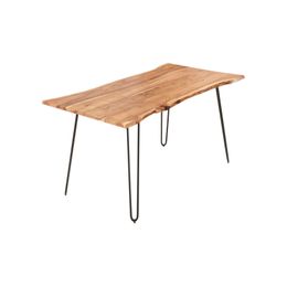 Esstisch Baumkante massiv Akazie natur 200 Hairpin-Gestell schwarz HANNAH