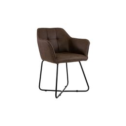 Esszimmer Armlehnstuhl Wildlederoptik Metallbeine schwarz KIRIN