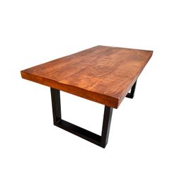 Couchtisch gerade Kante Mangoholz massiv honig 100 x 55 U-Gestell schwarz NADIA