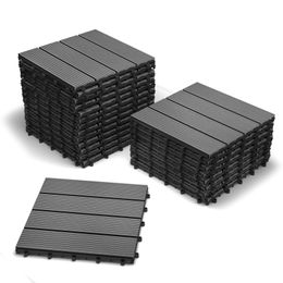 Terrassenfliesen WPC anthrazit 2 m &sup2; Stecksystem 22 St&uuml;ck Roma