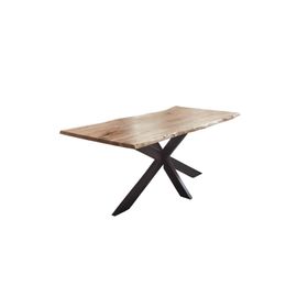 Esstisch Baumkante Akazie naturfarben 280 x 100 cm Spider-Gestell schwarz TABEA