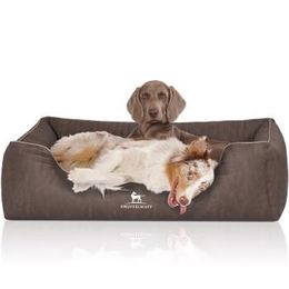 Knuffelwuff Orthop&auml;disches Hundebett Tampa aus laser-gestepptem Kunstleder braun/ grau XL
