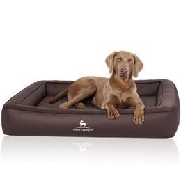 Knuffelwuff Orthop&auml;disches Hundebett aus Laser gestepptem Kunstleder Hampstead braun XXXL