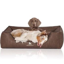 Knuffelwuff Orthop&auml;disches Hundebett Rockland aus Kunstleder braun XL