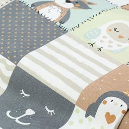 buttinette Bio-Baumwollstoff "Tiere Patchwork", grau-color