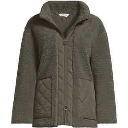 LANDS' END Teddyfleecejacke mit Stepptaschen in Petite-Gr&ouml;&szlig;e, Damen, size: petite, Gr&uuml;n, Polyester, by Lands' End