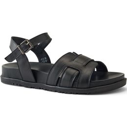 LANDS' END Ledersandalen mit Kn&ouml;chelriemchen f&uuml;r Damen, Damen, size: regular, Schwarz, Leder, by Lands' End