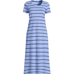 LANDS' END Wadenlanges Kurzarm-Nachthemd aus reiner Baumwolle f&uuml;r Damen in Plus-Gr&ouml;&szlig;e, Damen, size: plus, Blau, Baumwolle, by Lands' End