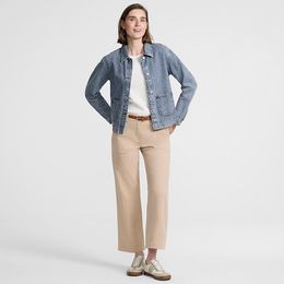 LANDS' END Soft Comfort Jeansjacke im Leinenmix, Damen, size: regular, Blau, by Lands' End