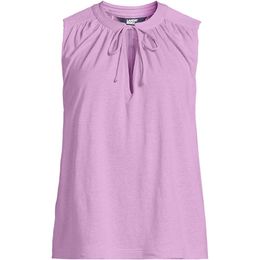 LANDS' END Top aus Leinenmix mit Bindekragen f&uuml;r Damen, Damen, size: regular, Lila, Leinen, by Lands' End