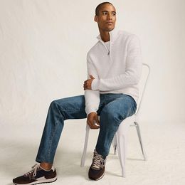 LANDS' END Flechtmuster-Pullover mit Rei&szlig;verschluss f&uuml;r Herren, Herren, size: regular, Elfenbein, Polyester/Polyester-Mischung, by Lands' End