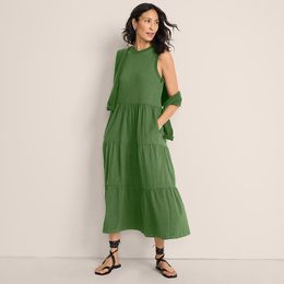 LANDS' END Maxi-Baumwollkleid aus Flammgarn f&uuml;r Damen, Damen, size: regular, Gr&uuml;n, Baumwolle, by Lands' End