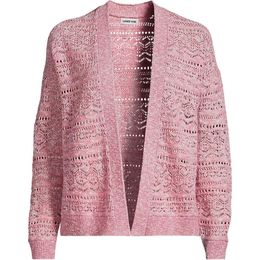 LANDS' END Soft Ease Ajour-Cardigan aus Leinenmix f&uuml;r Damen, Damen, size: regular, Pink, by Lands' End