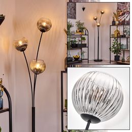 hofstein Koyoto Stehleuchte Glas 15 cm Klar, Rauchfarben, 3-flammig