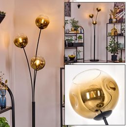 hofstein Ripoll Stehleuchte Glas 15 cm Gold, Klar, 3-flammig