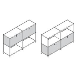 Tchibo - Sideboard Metall &raquo;Cn3&laquo; mit 2 versetzbaren Klappenf&auml;chern - 152x40x82,5cm - dunkelblau -