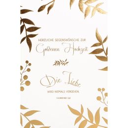 Gl&uuml;ckwunschkarte - Herzliche Segensw&uuml;nsche zur Goldenen Hochzeit (6 St&uuml;ck)