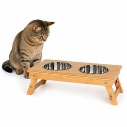 Lionto Futterstation f&uuml;r Katzen aus Bambus