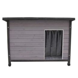 SunnyDogs Moderne Holz-Hundeh&uuml;tte mit Flachdach. grau lasiert, 106 x 69 x 82 cm