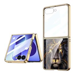 Wigento Handyh&uuml;lle + Display Schutzglas f&uuml;r Samsung Galaxy Z Flip8 L&ouml;we Design 360 Grad