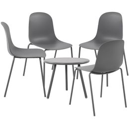 CLP 4er Sitzgruppe Mindin I Garten-Set 4x Stuhl stapelbar und 1x Tisch I Outdoor-Set wetterfest und UV-best&auml;ndig I Gartenm&ouml;bel