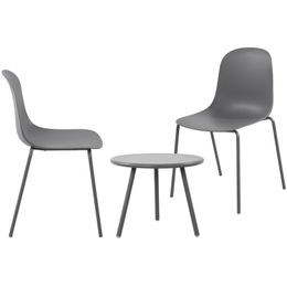 CLP 2er Sitzgruppe Berdin I Garten-Set 2x Stuhl stapelbar und 1x Tisch I Outdoor-Set wetterfest und UV-best&auml;ndig I Gartenm&ouml;bel