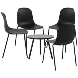 CLP 4er Sitzgruppe Mindin I Garten-Set 4x Stuhl stapelbar und 1x Tisch I Outdoor-Set wetterfest und UV-best&auml;ndig I Gartenm&ouml;bel