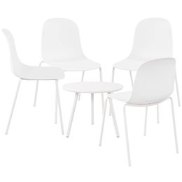 CLP 4er Sitzgruppe Berdin I Garten-Set 4x Stuhl stapelbar und 1x Tisch I Outdoor-Set wetterfest und UV-best&auml;ndig I Gartenm&ouml;bel