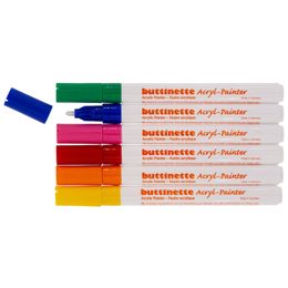 buttinette Acryl-Painter "Grundfarben", St&auml;rke: 2 mm, 6 Stifte