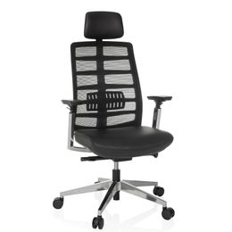 hjh OFFICE High End B&uuml;rostuhl SPINIO ELITE L Leder/Netzstoff mit Armlehnen (h&ouml;henverstellbar)
