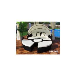 Swing&Harmonie LED - Sonneninsel Rattan Lounge Polyrattan Sitzgruppe Liege Insel inkl. Abdeckcover - versch. Ausf&uuml;hrungen