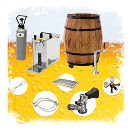 ich-zapfe BARRIQUE-Zapfanlage, Bierzapfanlage mobile Bierbar, Rollbar Komplett Set, Zapfkopf:Flach