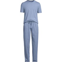 LANDS' END Jersey-Pyjamaset, Herren, size: regular, Blau, Elasthan/Baumwoll-Mischung, by Lands' End