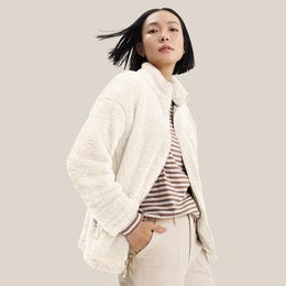 LANDS' END Pl&uuml;schfleece-Jacke f&uuml;r Damen in Petite-Gr&ouml;&szlig;e, Damen, size: petite, Elfenbein, Polyester, by Lands' End